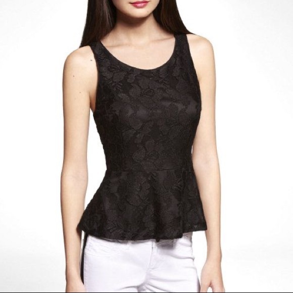 Express | Tops | Express Black Lace Peplum Top Xs | Poshmark